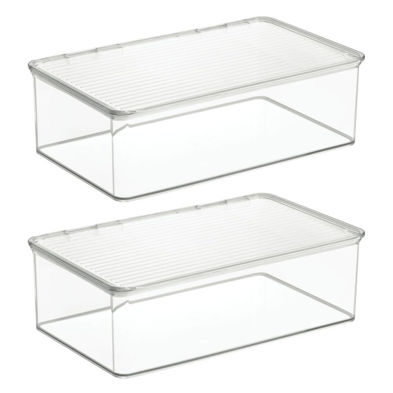 iDesign Stackable Hinged-Lid Pantry Storage Box - Set of 2 - Clear | Wayfair